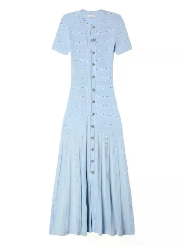 Sandro Midi Buttoned Knitted Dress - Blue