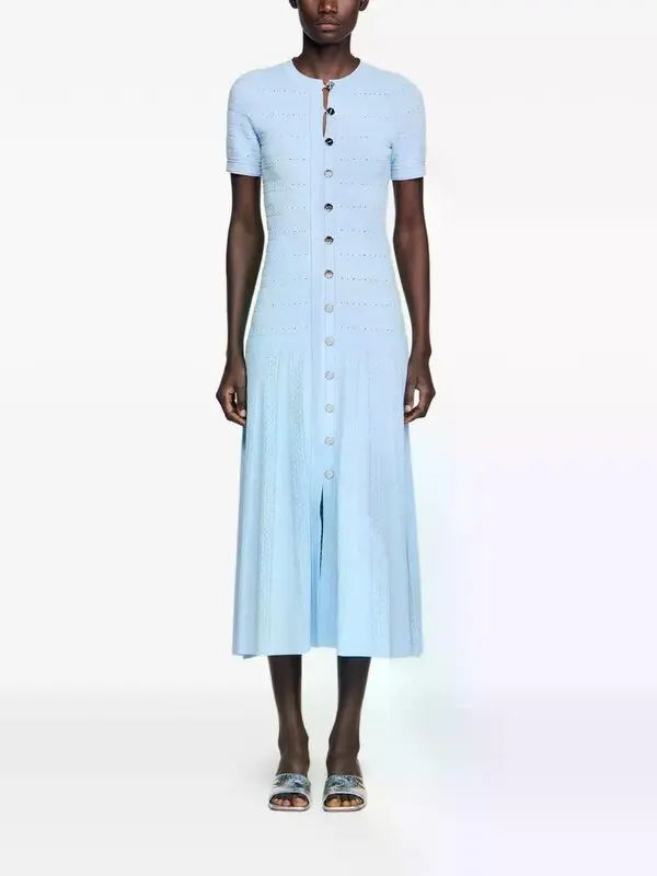 Sandro Midi Buttoned Knitted Dress - Blue