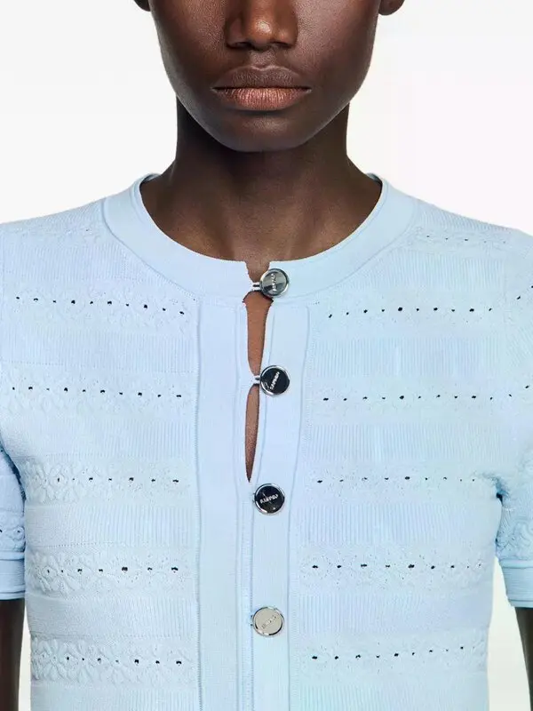 Sandro Midi Buttoned Knitted Dress - Blue