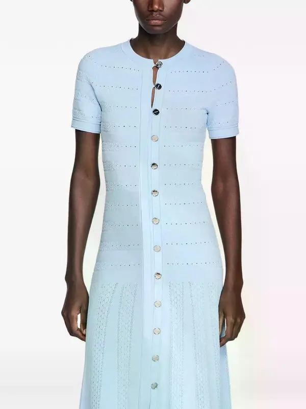 Sandro Midi Buttoned Knitted Dress - Blue