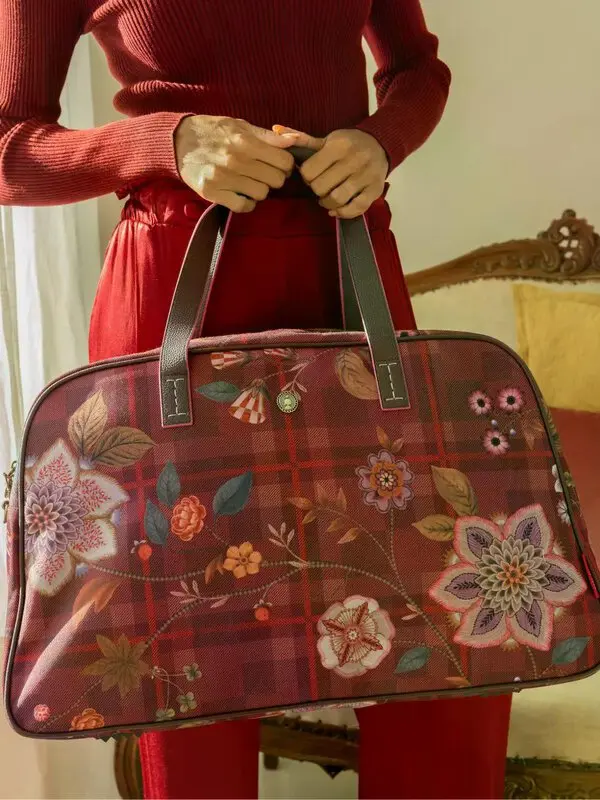 PIP STUDIO Floral Checked Tote Bag