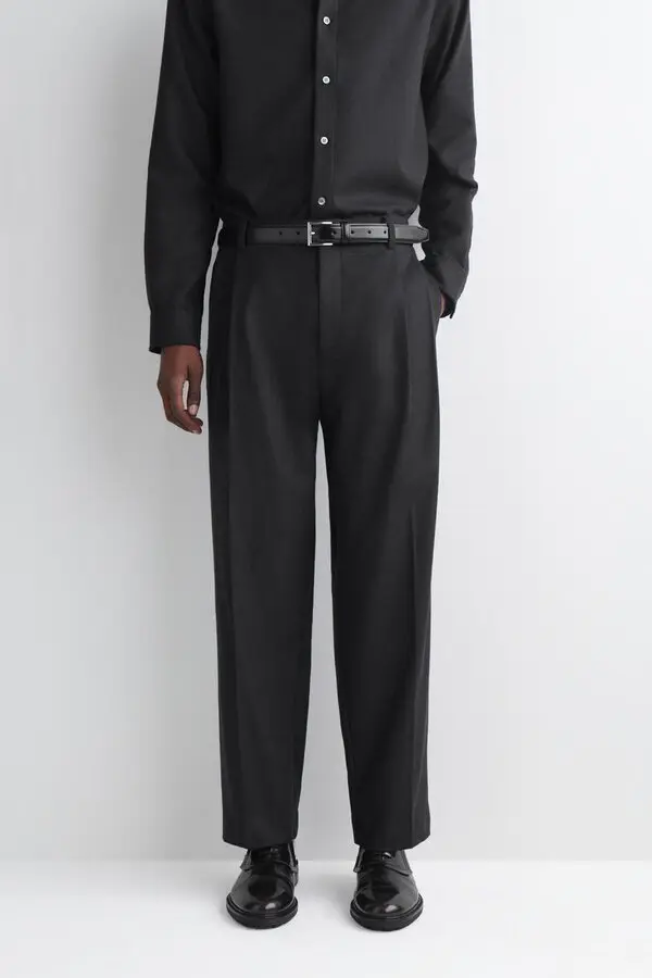 Cos Pleated Wool Relaxed-fit Straight-leg Trousers