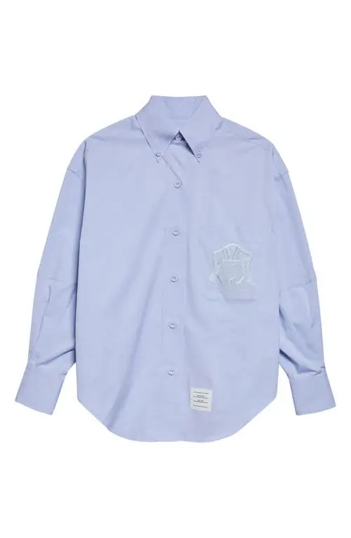 Thom Browne Crest Embroidered Oversize Cotton Poplin Button-down Shirt