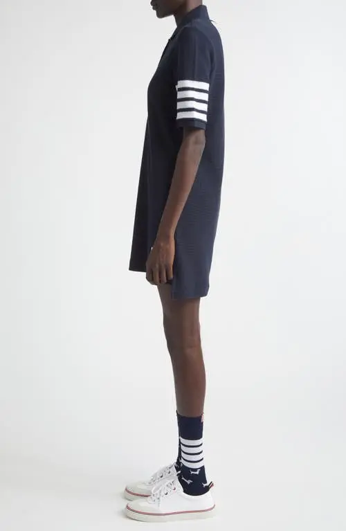 Thom Browne 4-bar Cotton Piqué Polo Dress - Navy