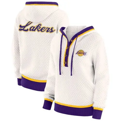 WEAR BY ERIN ANDREWS Los Angeles Lakers Embroidered Hoodie Sweater - Cream