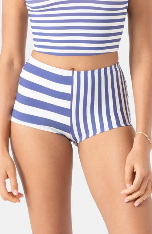 Roxy Striped Bikini Bottom - Bijou Blue