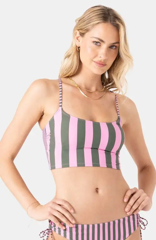 Roxy Stripe Out Tank Bikini Top - Pink Combo