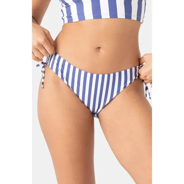 Roxy Striped Side Tie Bikini Bottoms - Bijou Blue