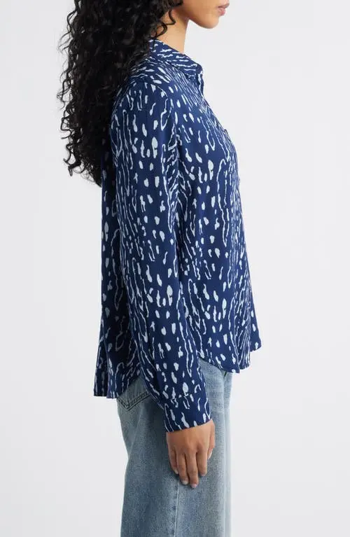 Rails Josephine Printed Button-up Shirt - Dark Navy Lynx