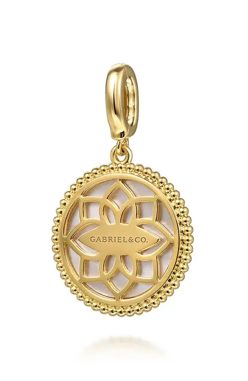 GABRIEL & CO. Mother-of-pearl & Diamond Compass Charm