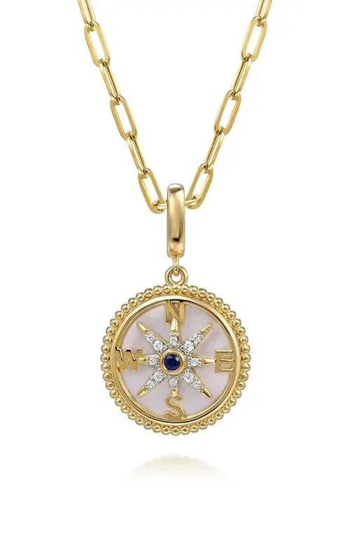 GABRIEL & CO. Mother-of-pearl & Diamond Compass Charm