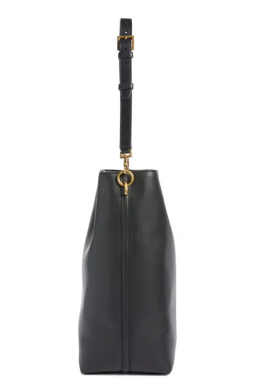 Saint Laurent Le 37 Long Leather Bucket Bag - Noir