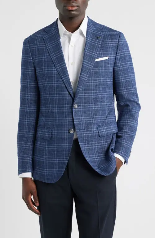 BOSS Hutson Slim-fit Slub Wool-blend Sport Coat - Dark Blue