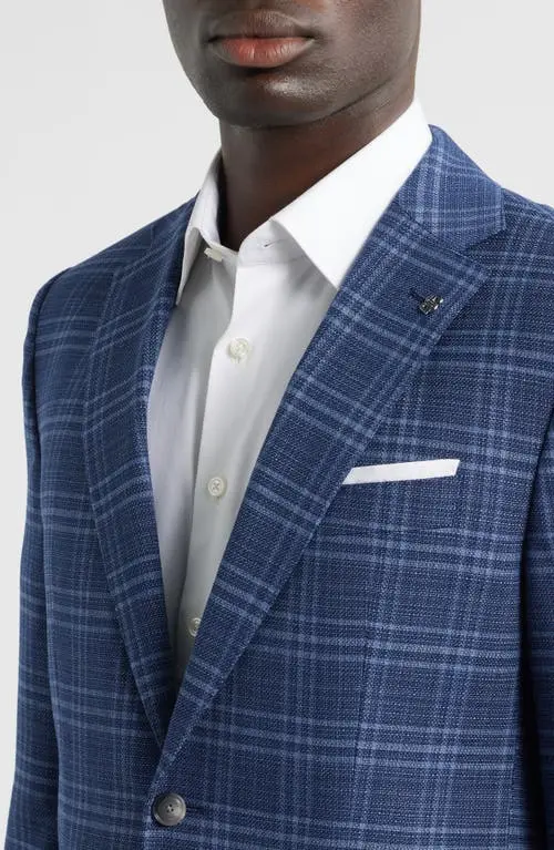 BOSS Hutson Slim-fit Plaid Slub Wool-blend Sport Coat