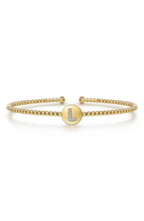 GABRIEL & CO. Initial Diamond Cuff Bracelet - Gold