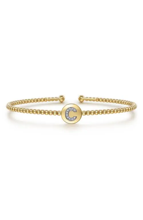 GABRIEL & CO. Initial Diamond Cuff Bracelet - Gold