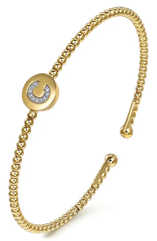 GABRIEL & CO. Diamond Initial Cuff Bracelet In 14k