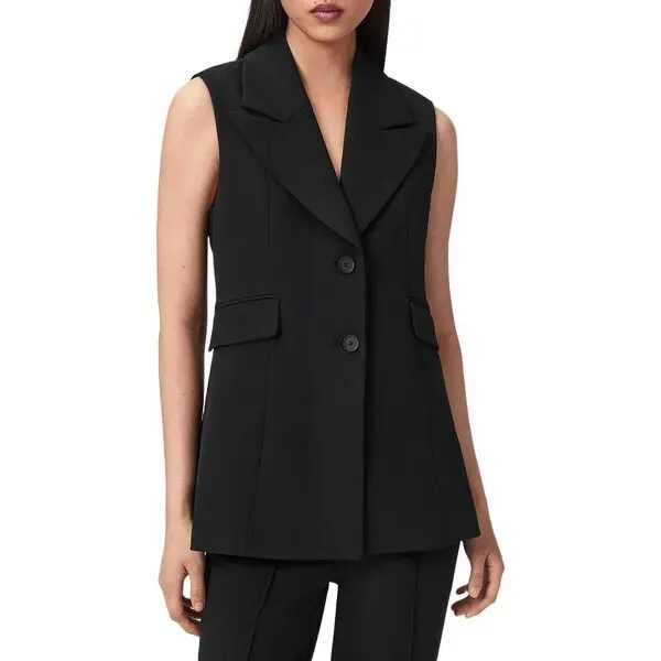 ALLSAINTS Astra Longline Waistcoat - Black