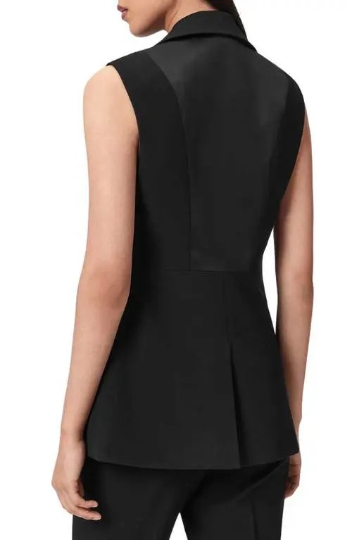 ALLSAINTS Astra Longline Waistcoat - Black