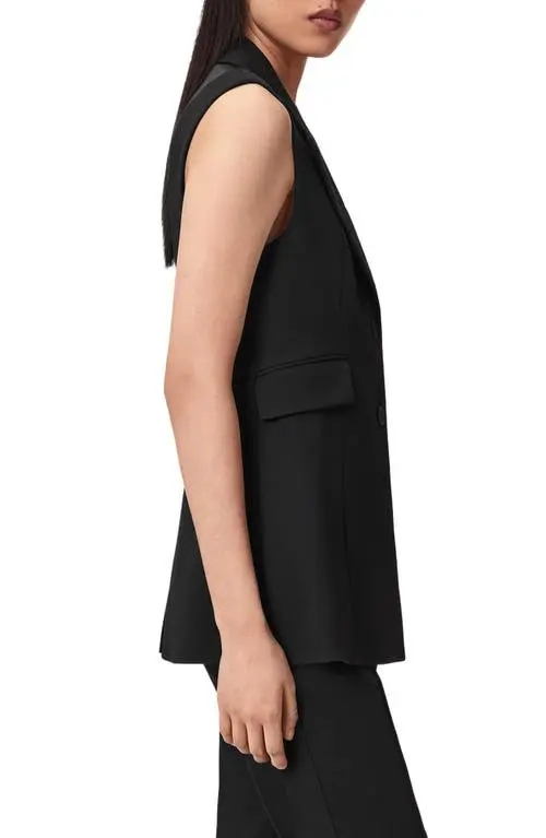 ALLSAINTS Astra Longline Waistcoat - Black