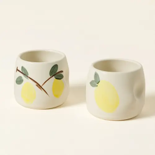 UNCOMMON GOODS Hand-painted Ceramic Limoncello Cupsset Of 2 - Multi