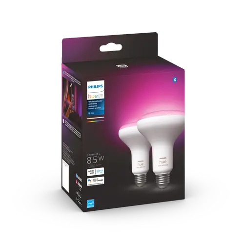 PHILIPS HUE White Color Ambiance Br30 E26 Smart Light Bulbs 2-pack