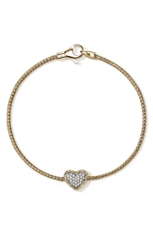 John Hardy Essentials Heart Pavé Bracelet - Gold