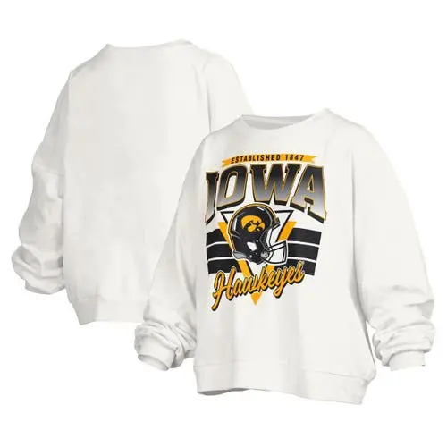 PRESSBOX Iowa Hawkeyes Janice Retro Logo Oversized Pullover Sweatshirt