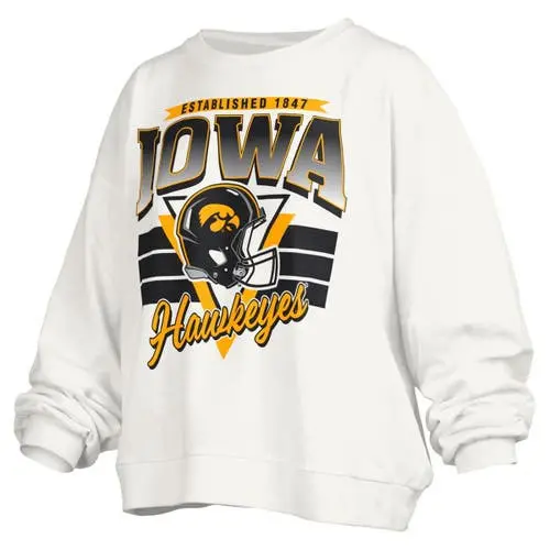 PRESSBOX Iowa Hawkeyes Janice Retro Logo Oversized Pullover Sweatshirt