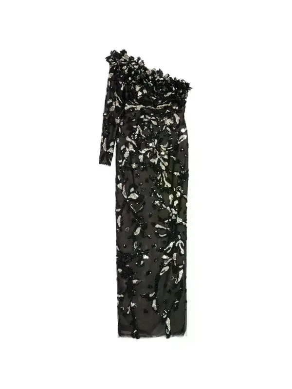 SAIID KOBEISY One-shoulder Embroidered Tulle Dress