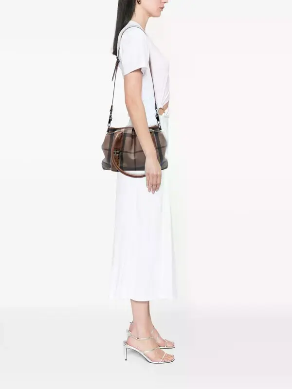 Burberry Smoke Check Coated Canvas Northfield Satchel - Brown