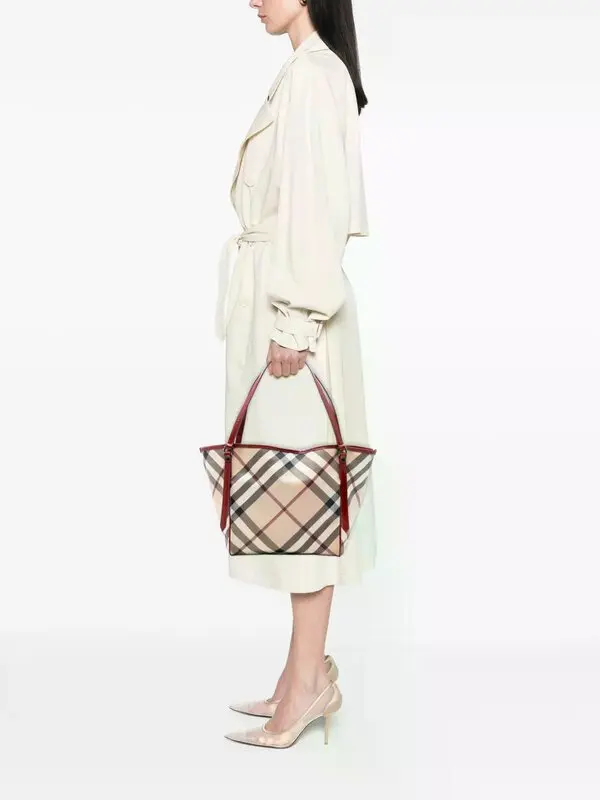 Burberry 2000-2017 Supernova Check Coated Canvas Tote Bag