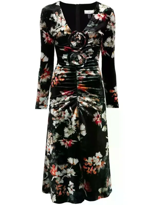 NISSA Floral-print Midi Dress