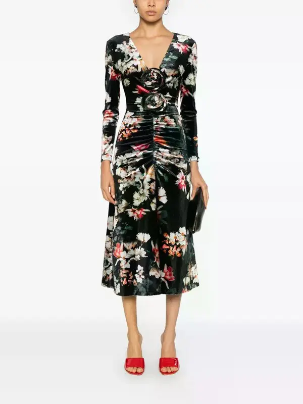 NISSA Floral-print Midi Dress