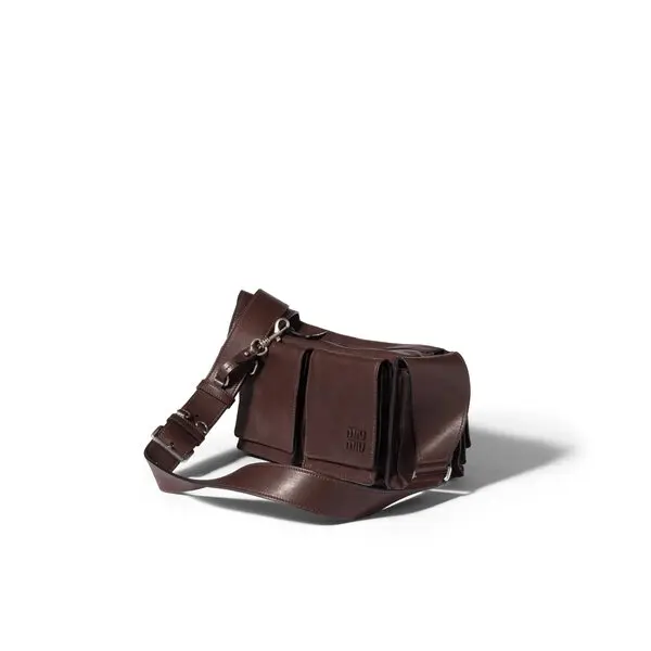Miu Miu Utilitarian Nappa Leather Shoulder Bag - Sienna