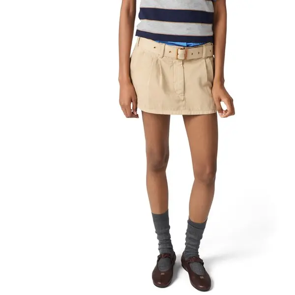 Miu Miu Old Gabardine Mini Skirt - Beige