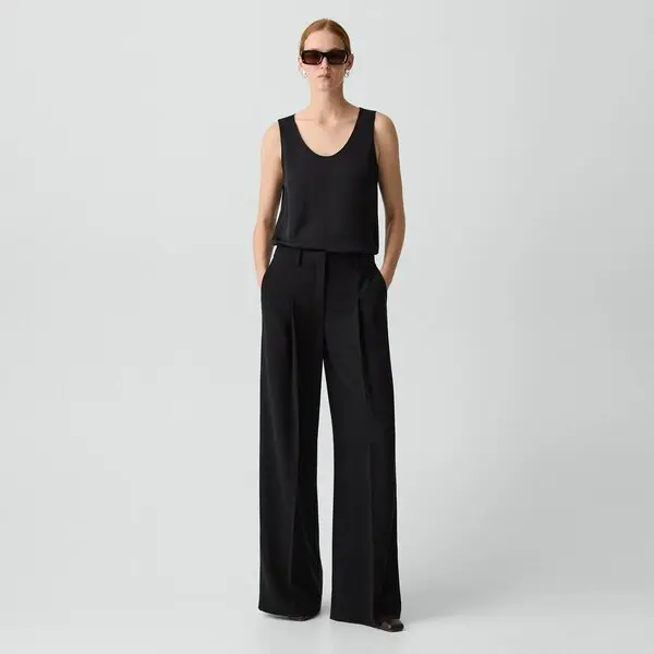 Theory Pleated Wide-leg Pant - Black