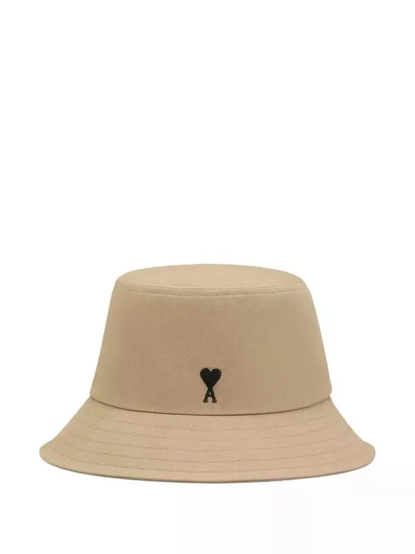 AMI Paris De Coeur Logo Embroidered Bucket Hat - Neutrals