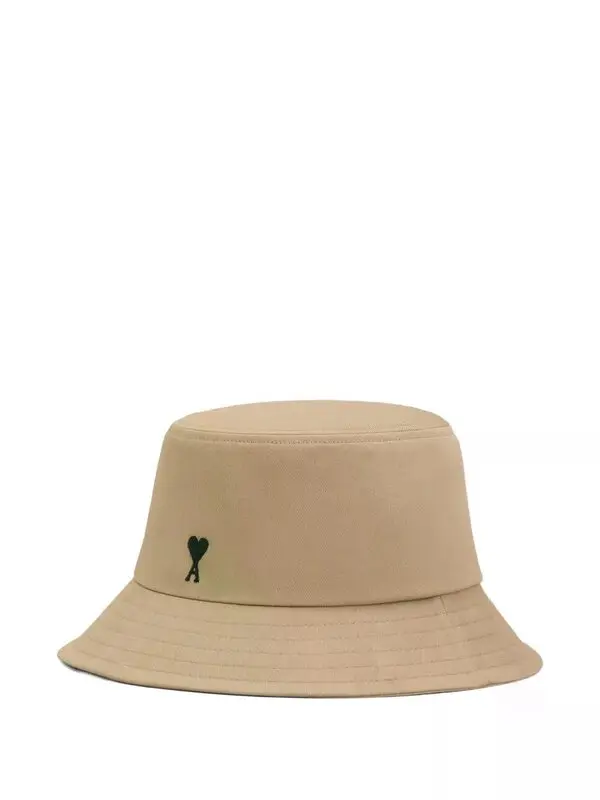 AMI Paris De Coeur Logo Embroidered Bucket Hat - Neutrals