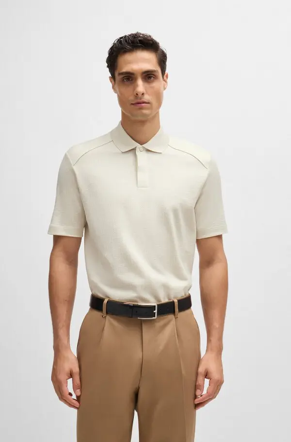 BOSS Mercerized-cotton Polo Shirt With Ripstop Structure