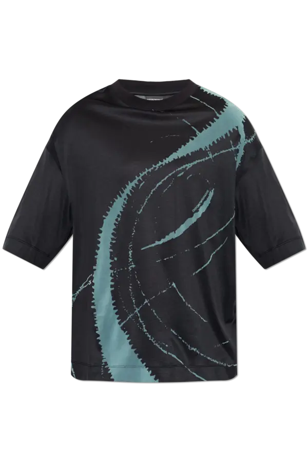 Emporio Armani T-shirt With A Velvet-finish Print - Black