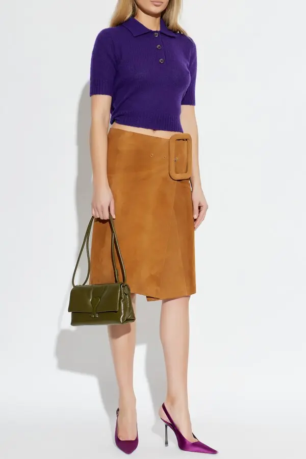 Ami Midi Leather Skirt