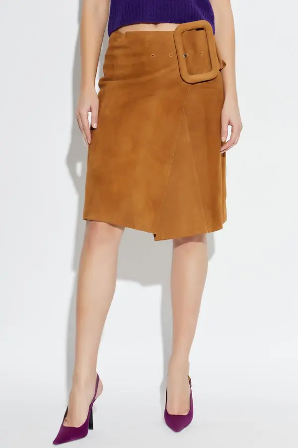 Ami Midi Leather Skirt