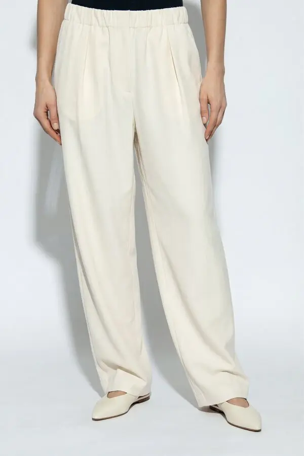 JIL SANDER Wool Wide-leg Trousers - Cream