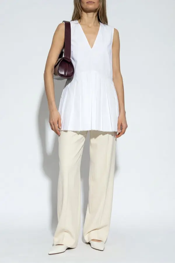 JIL SANDER Wool Wide-leg Trousers - Cream