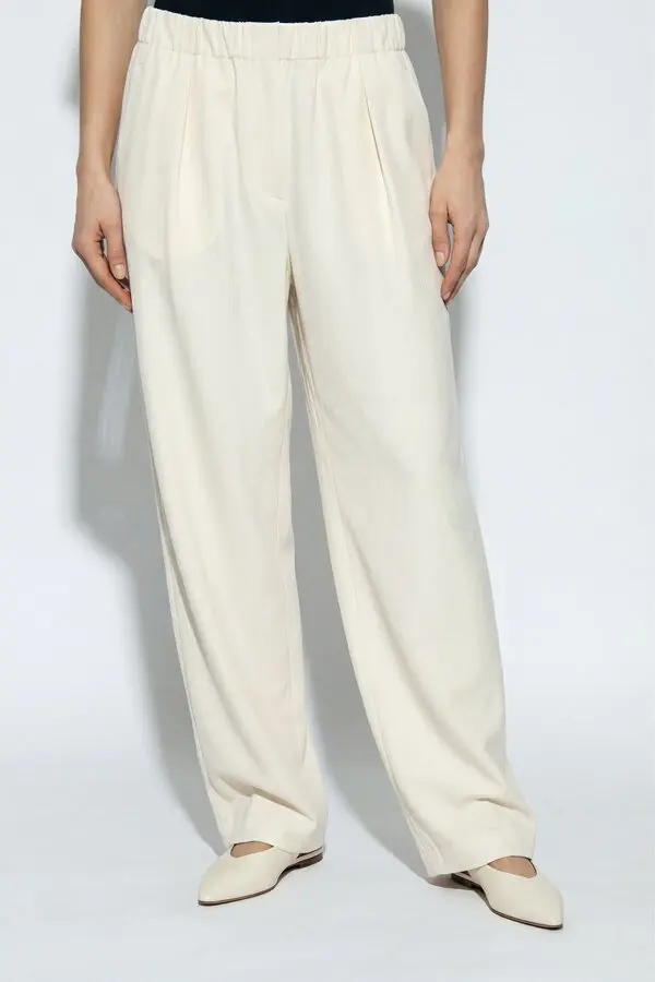 JIL SANDER Wool Wide-leg Trousers - Cream