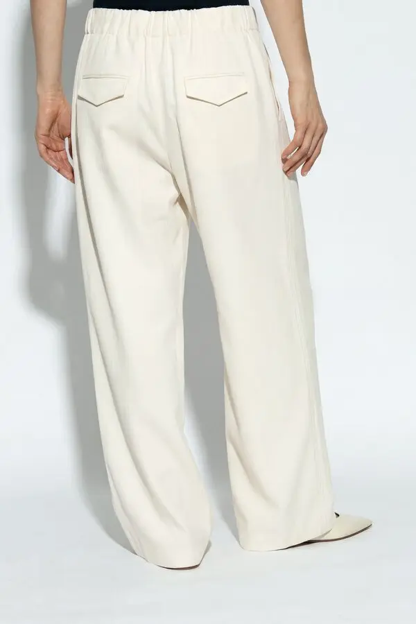 JIL SANDER Wool Wide-leg Trousers - Cream