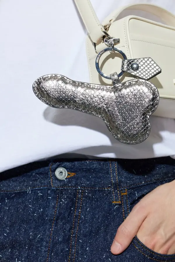 VIVIENNE WESTWOOD Leather Keyring - Silver