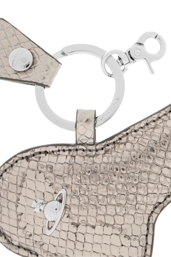 VIVIENNE WESTWOOD Leather Keyring - Silver