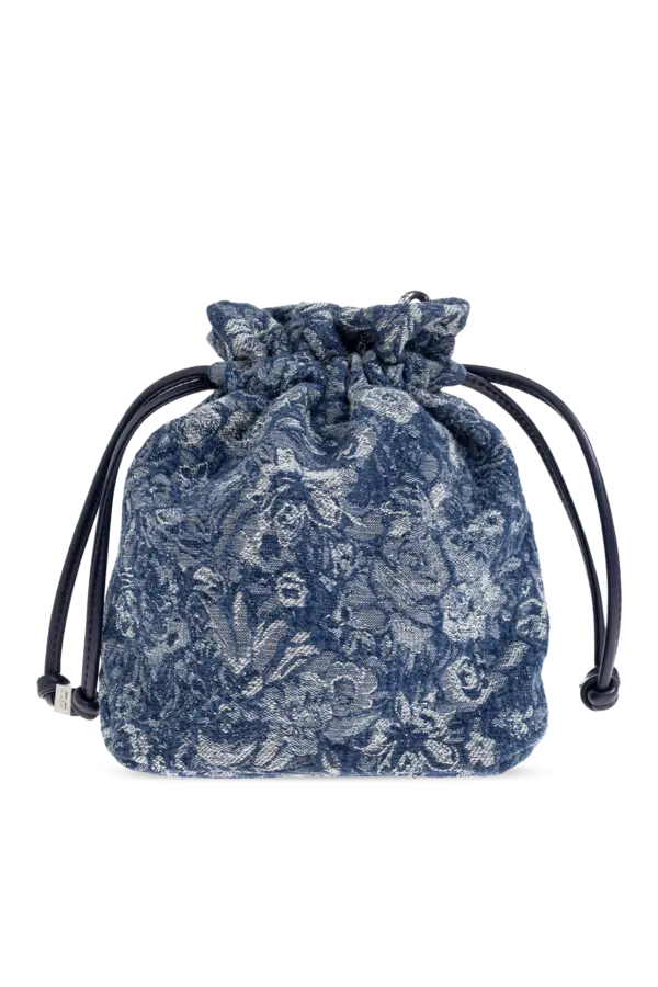 GANNI Denim Pouch With Floral Motif - Blue